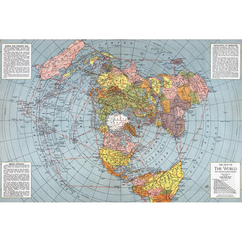 1943 Flat Earth World Map - Polar Azimuthal Equidistant Projection Map ... 1943 Flat Earth World Map - Polar Azimuthal Equidistant Projection Map ...